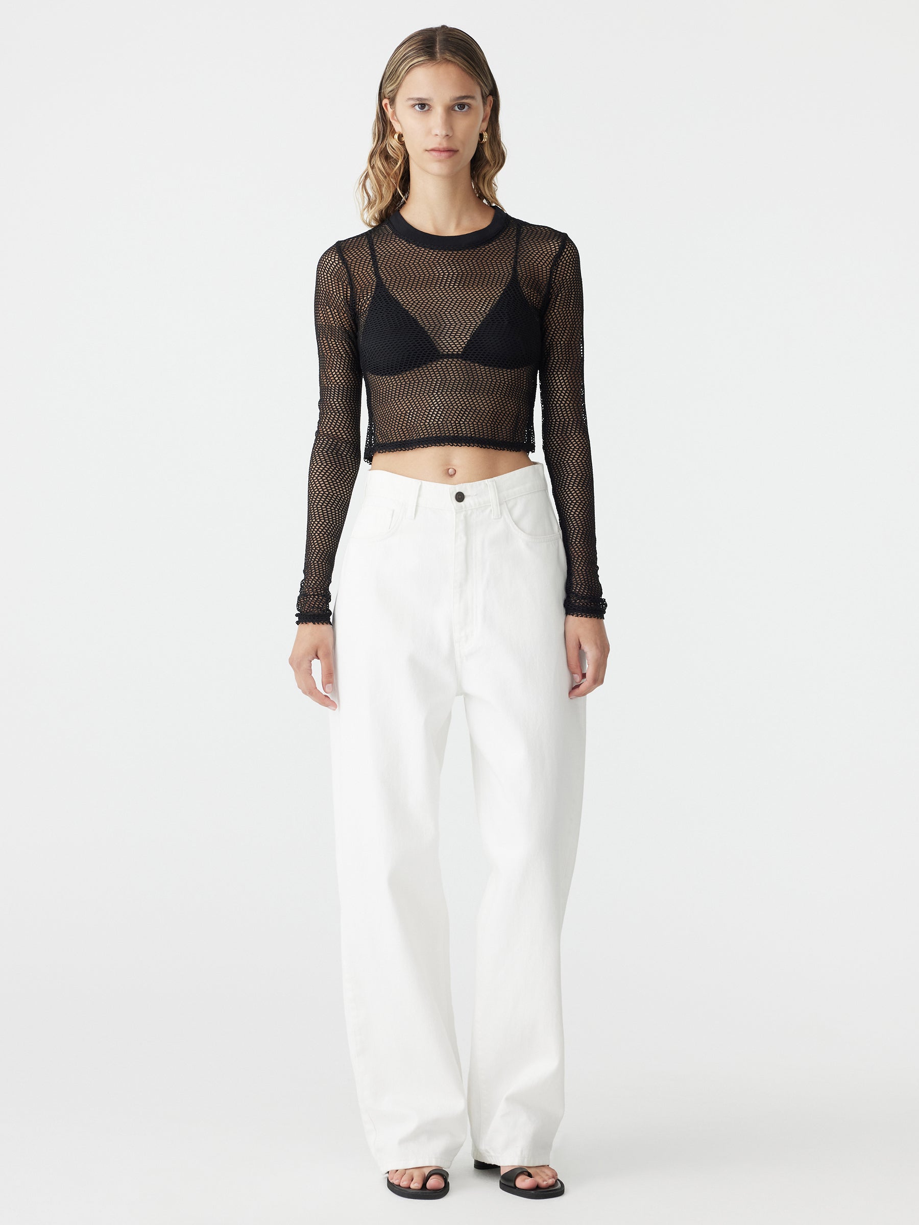 Bassike - Mesh Baby L/S Top Black | Tops | 47 Frocks Online Store